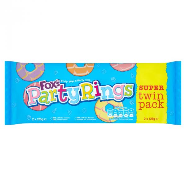 Fox's Party Rings Biscuits Twin Pack (250g)